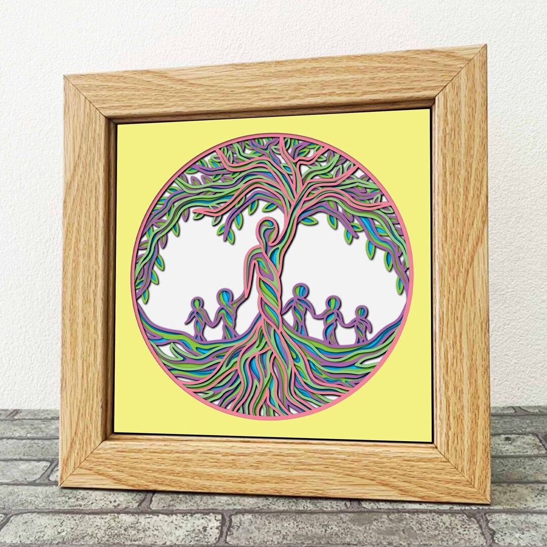 Father Tree of Life Mandala Svg-five Children/ Multilayer SVG for Laser ...