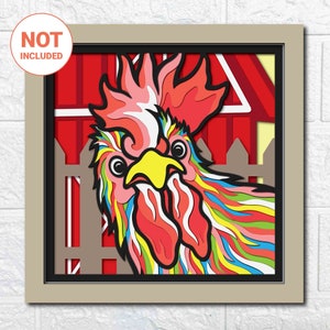 Chickens 3D Shadow Box SVG/ Farmhouse Wall Decoration/ Rooster and Hen ...