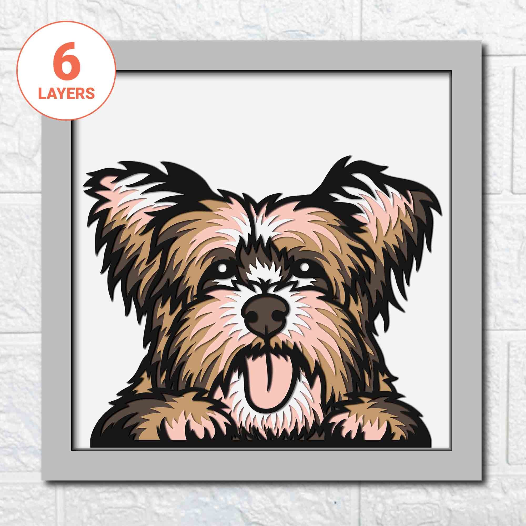 Peeking Yorkie Puppy 3D Layered SVG/ Yorkshire Terrier Mandala/ 3D Dog ...
