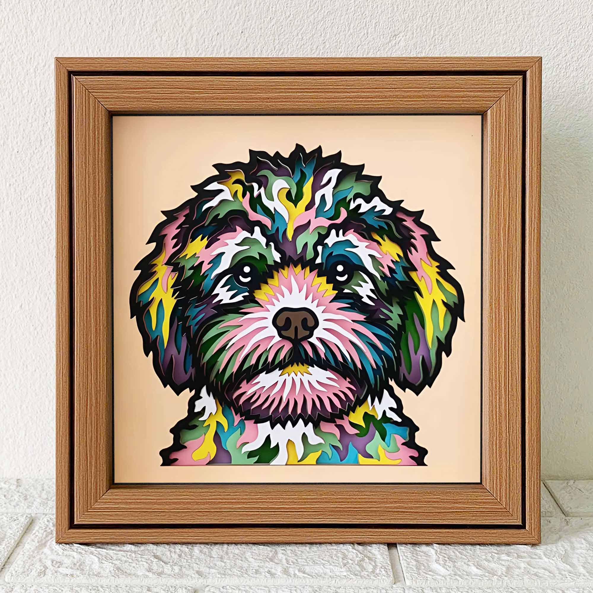 Cavapoo 3D Shadow Box SVG/ 3D Layer Cavoodle Papercut/ Colorful Dog ...