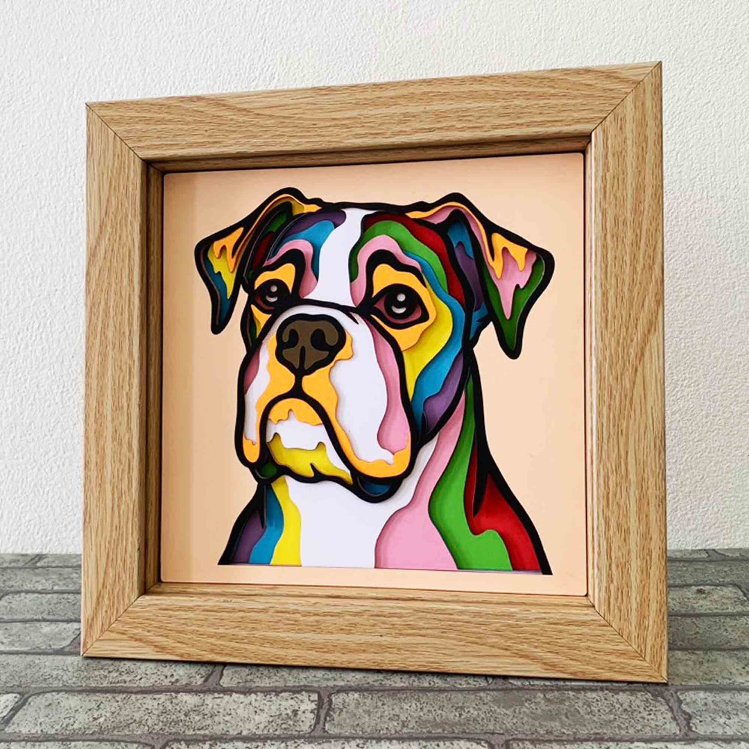 Boxer Dog 3D Shadow Box SVG/ 3D Layer Colorful Boxer/ Dog Mandala 3D ...