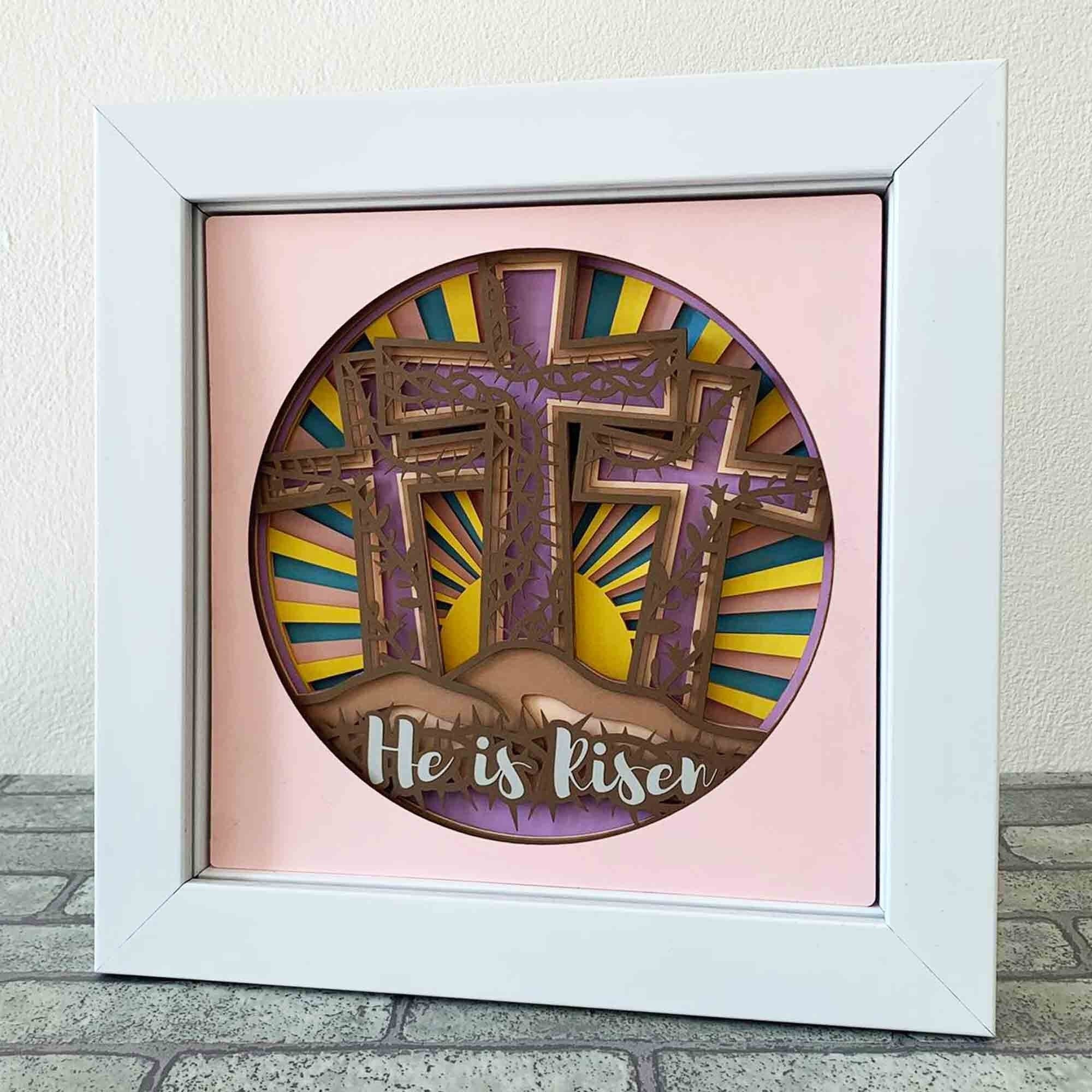 Jesus Cross Shadow Box SVG/ He is Risen 3D Mandala/ Easter - Etsy