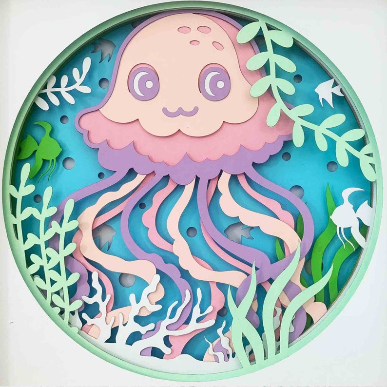 Jellyfish Shadow Box SVG/ Sea Animal SVG/ Nursery Room Decor/ - Etsy