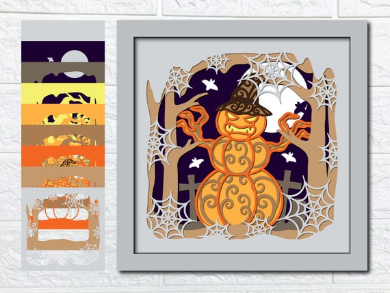 Halloween Stacked Pumpkin Shadow Box SVG/ Halloween Home - Etsy