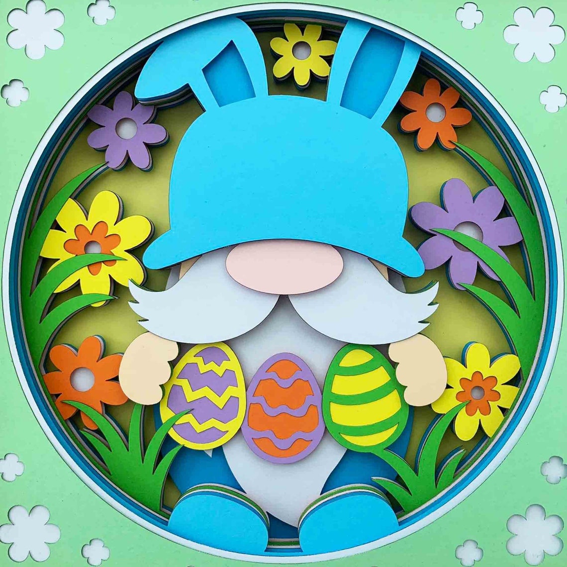 Easter Gnome 3D Shadow Box SVG, Spring Cricut Silhouette File (digital ...