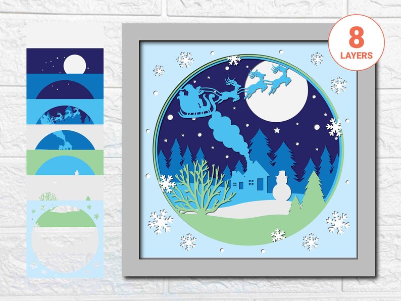 3D Christmas Scene Shadow Box SVG/ Christmas House in Forest - Etsy