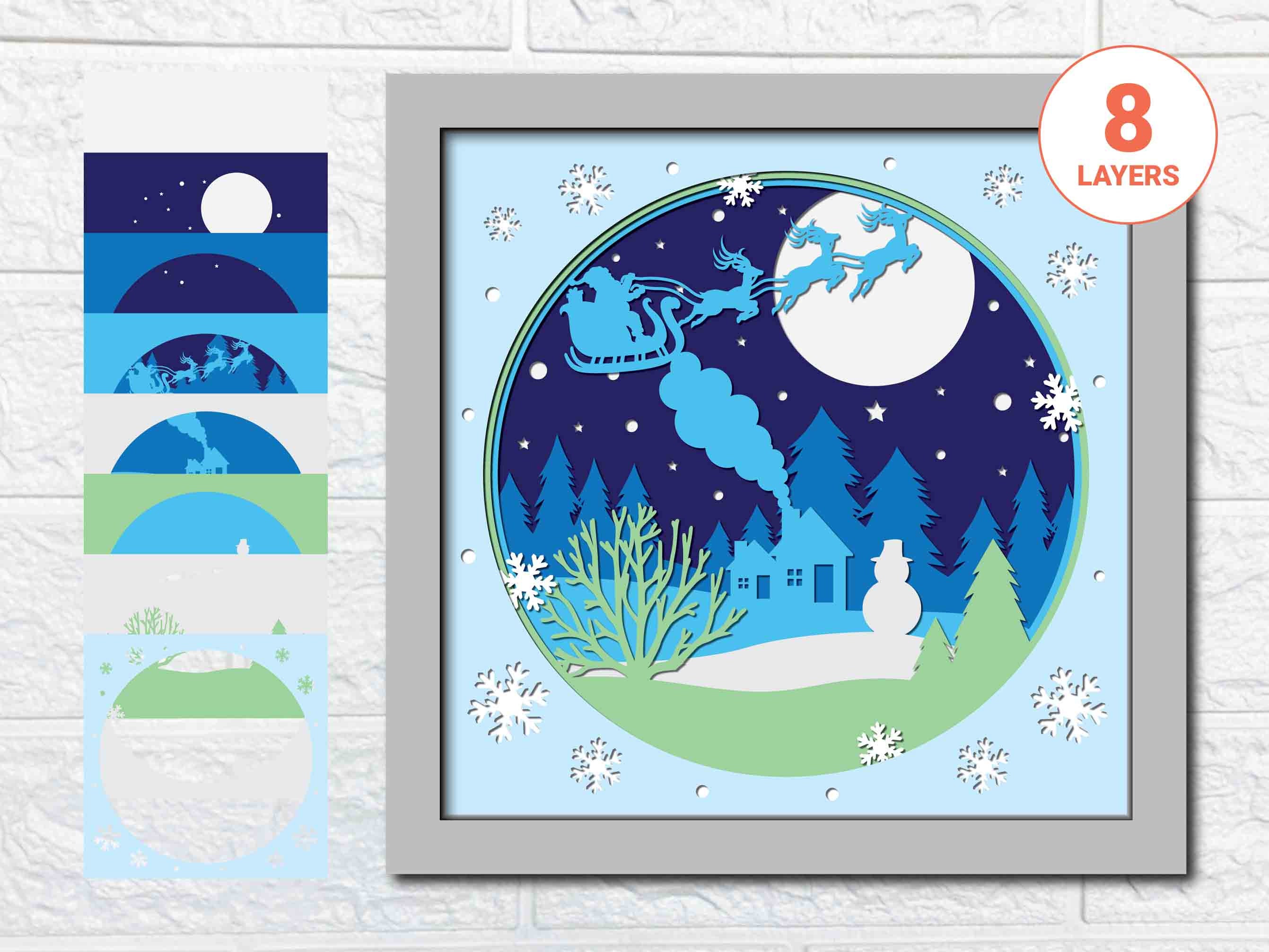 3D Christmas Scene Shadow Box SVG/ Christmas House in Forest - Etsy