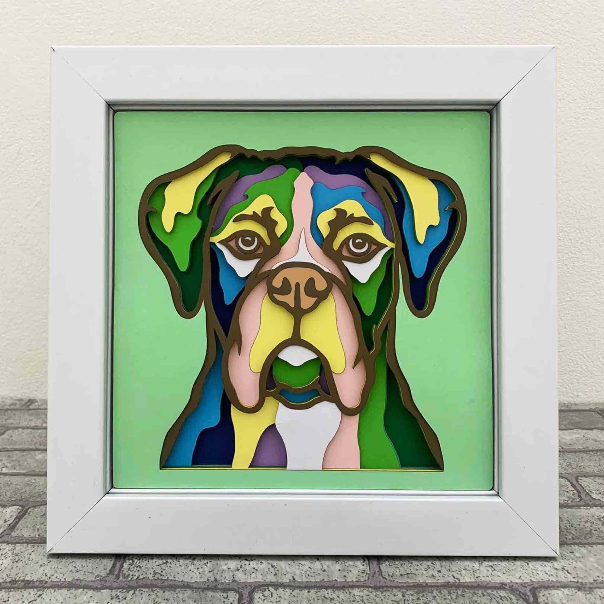 Colorful Boxer Dog 3D Layered Svg/boxer Dog Shadow Box/ Dog - Etsy