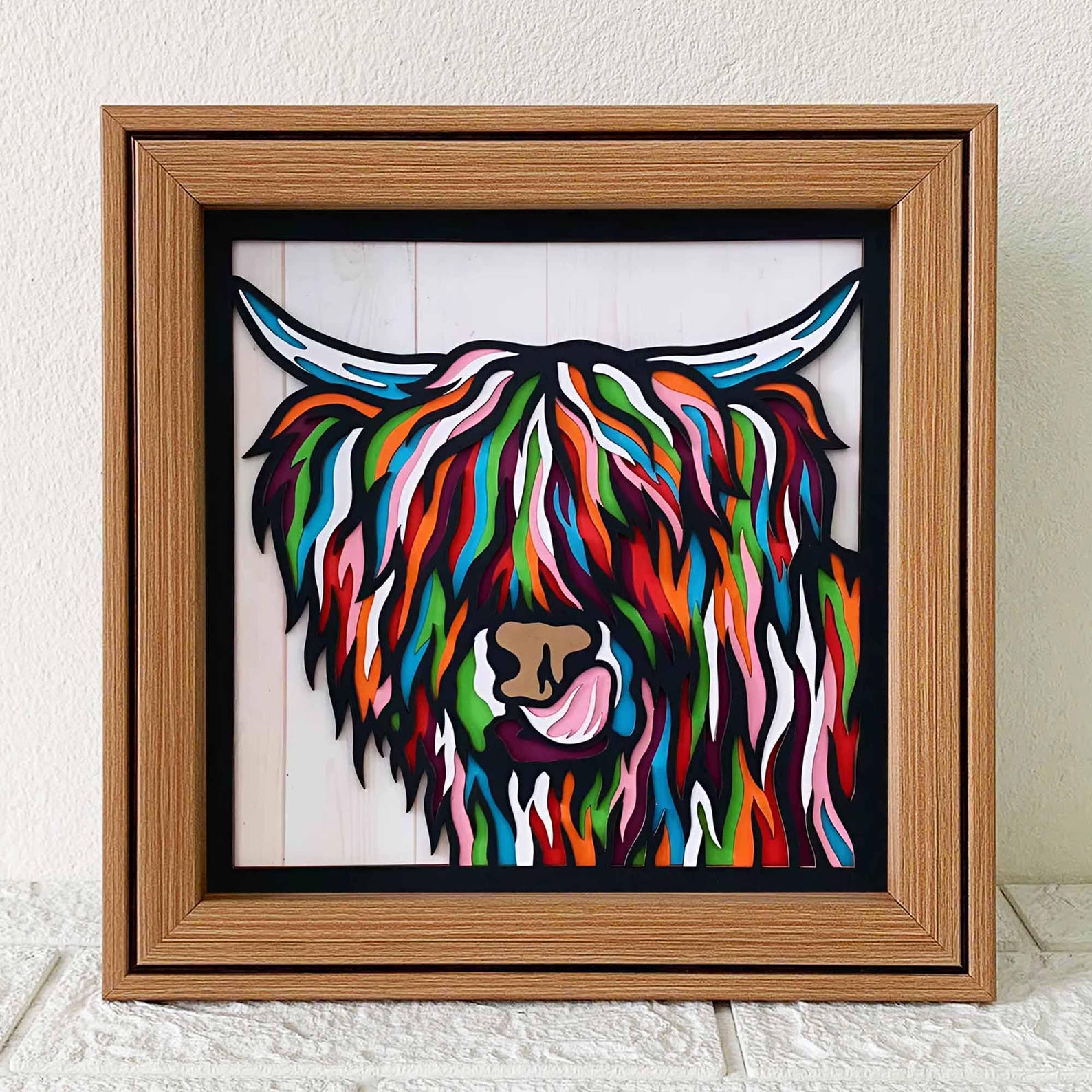 3D Layered Highland Cow SVG Bundle/ Colorful Cow Wall Art/ Multicolor ...