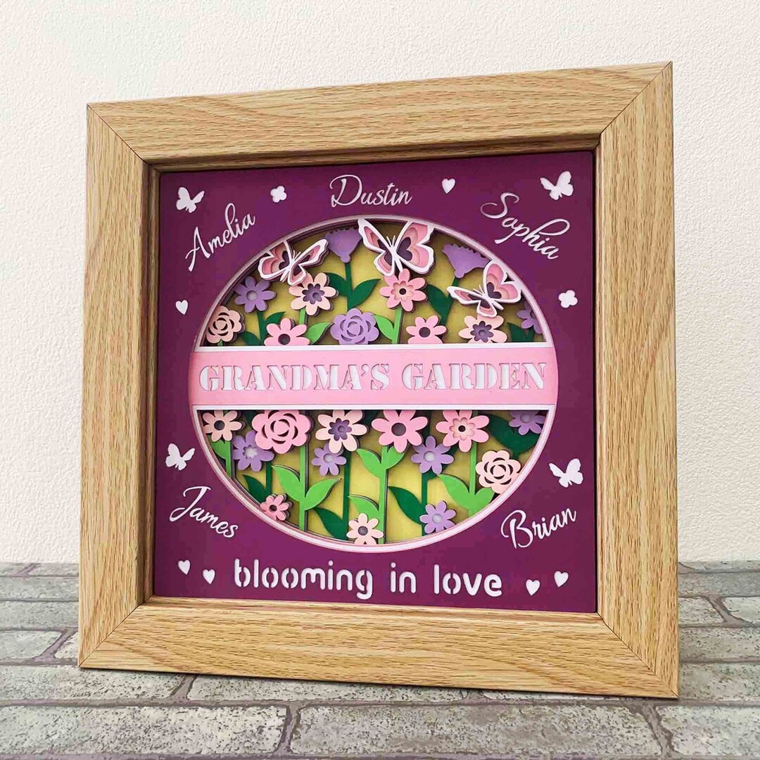Grandma's Garden 3D Shadow Box SVG/ Gift for Mom 3D SVG/ Mother's Day ...