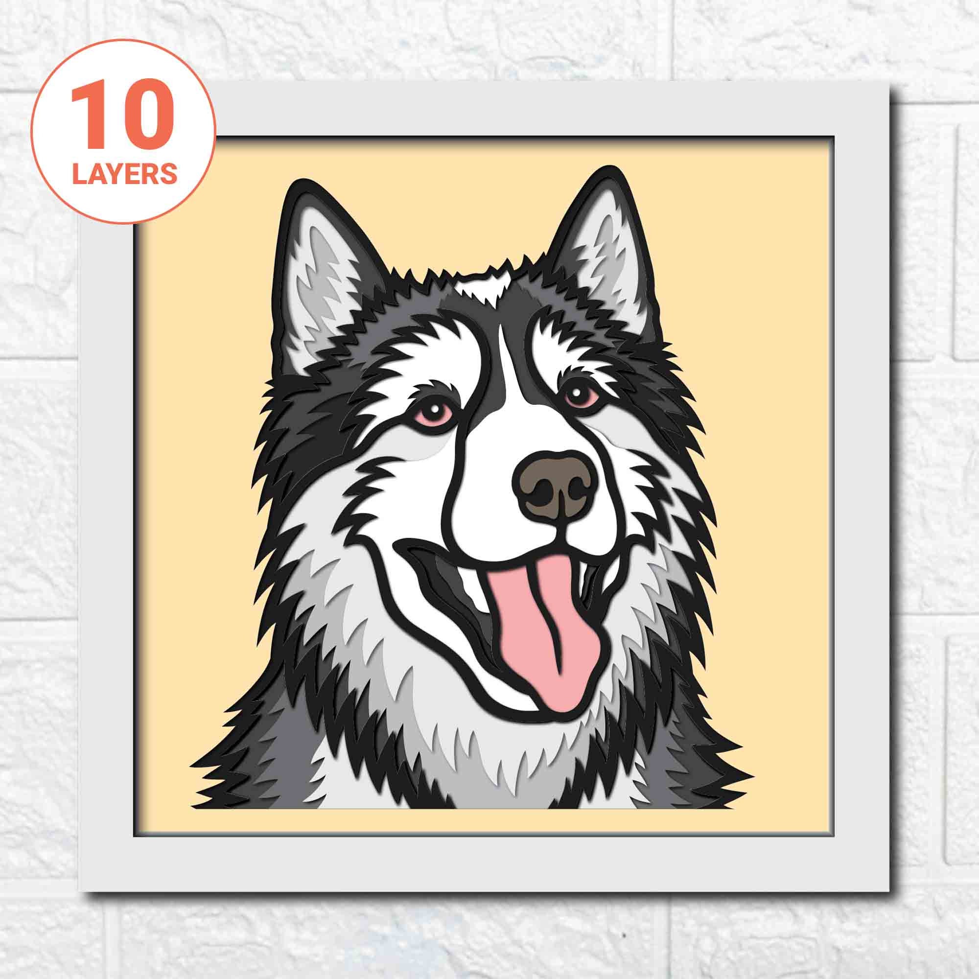 Husky 3D Layered SVG for Cardstock/ 3D Dog Shadow Box/ Smiley - Etsy UK