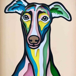 3D Dog Layered SVG/ Colorful Greyhound 3D SVG/ Whippet Dog Pop Art 3D ...