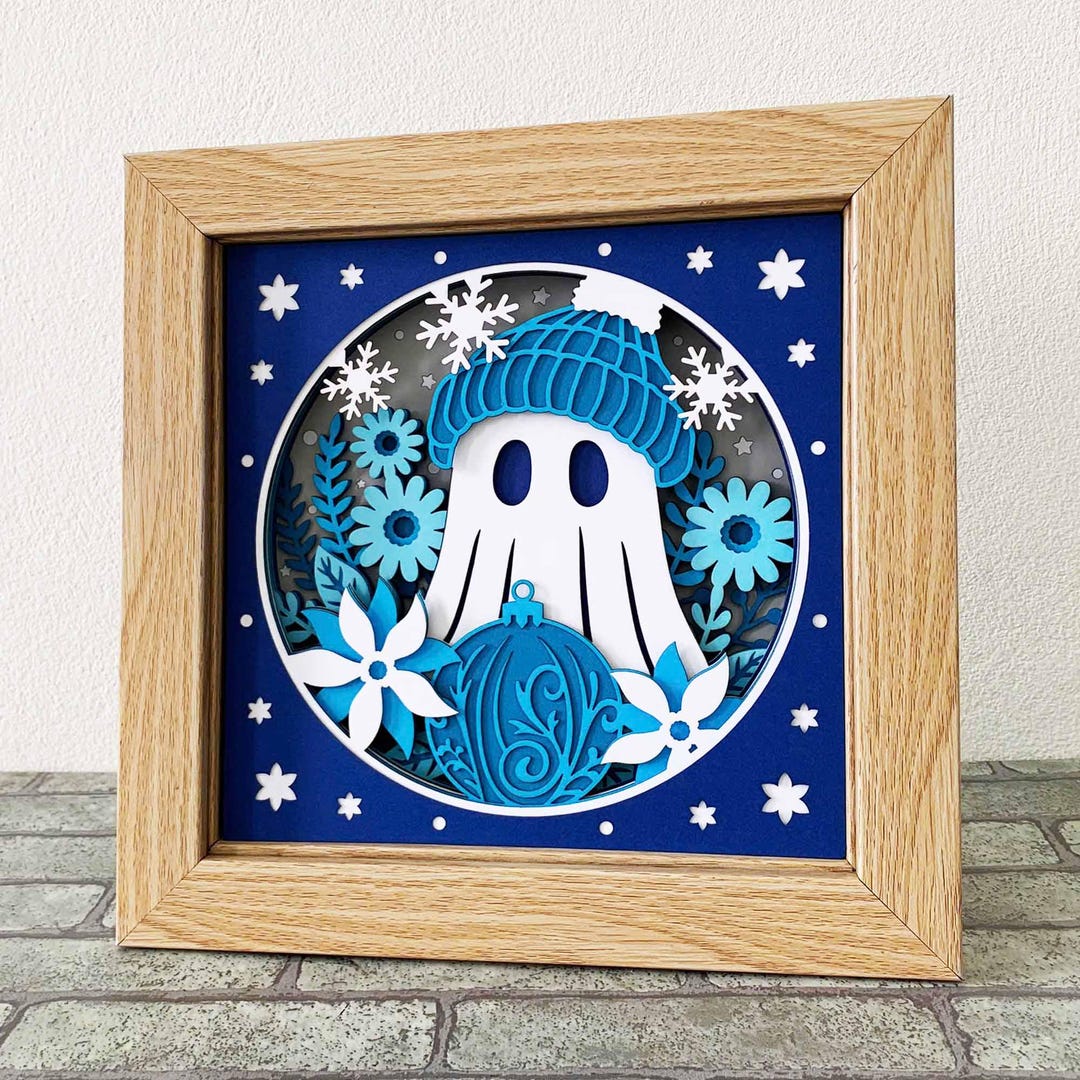 Cute Winter Ghost 3D Shadow Box SVG/ Welcome Winter Layered Cardstock ...