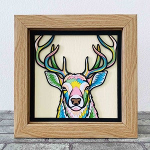 Stag Layered SVG for Cardstock/ Colorful Dear Multilayer SVG/ Wild ...