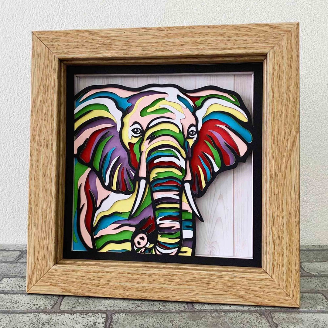 Elephant 3D Layered SVG for Cardstock/ Colorful Elephant Multilayer ...