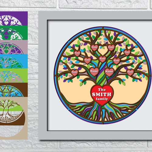 Personalized 3D Family Tree Shadow Box/ Family Tree Mandala | Etsy