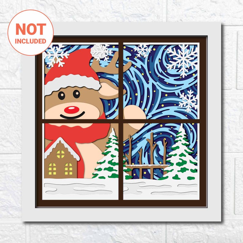 3D Snowman Window Shadow Box SVG/ Winter Window Scene/ Christmas Starry ...