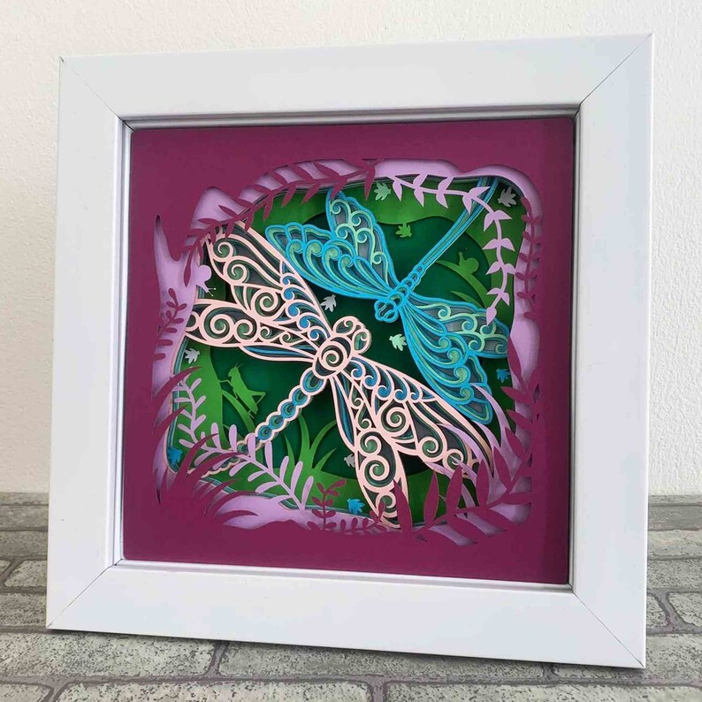 Dragonflies 3D Shadow Box SVG/ Multilayer Dragonfly Mandala/ - Etsy