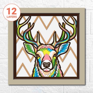 Stag Layered SVG for Cardstock/ Colorful Dear Multilayer SVG/ Wild ...