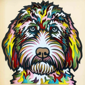 Goldendoodle 3D Shadow Box SVG/ 3D SVG Dog Papercut/ Colorful Dog Paper ...