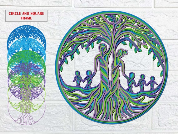 Family Tree of Life 3D Mandala SVG Five Children/ Family - Etsy