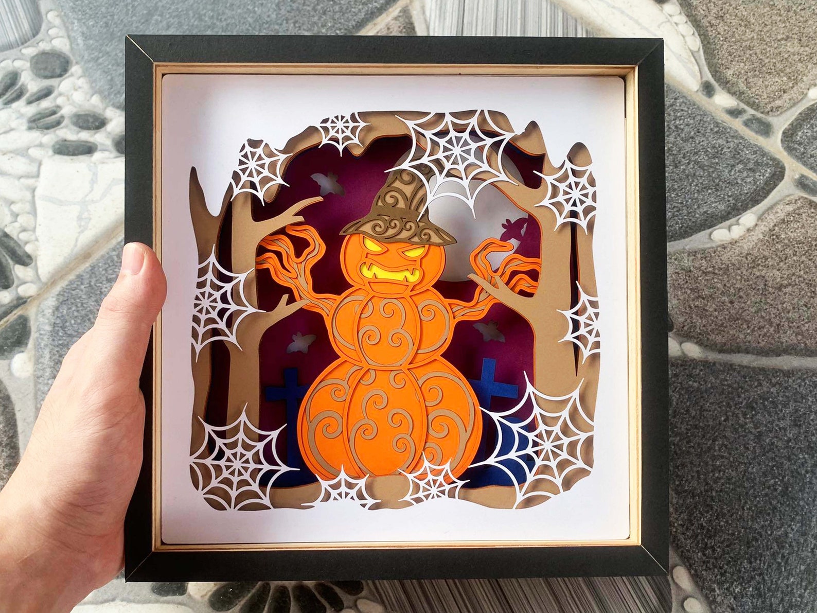 Halloween Stacked Pumpkin Shadow Box SVG/ Halloween Home - Etsy