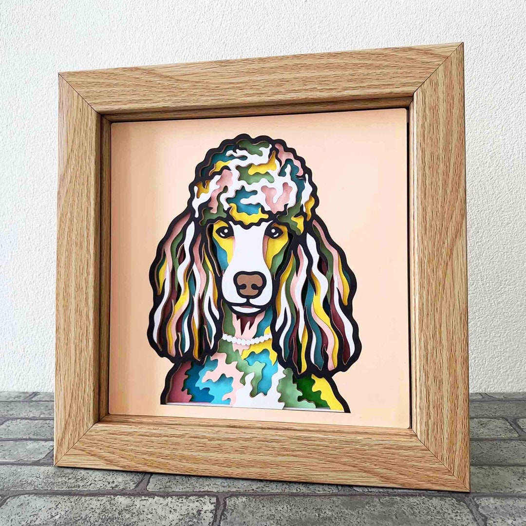 Colorful Poodle 3D Layered SVG for Cardstock/ 3D Dog Shadow Box ...
