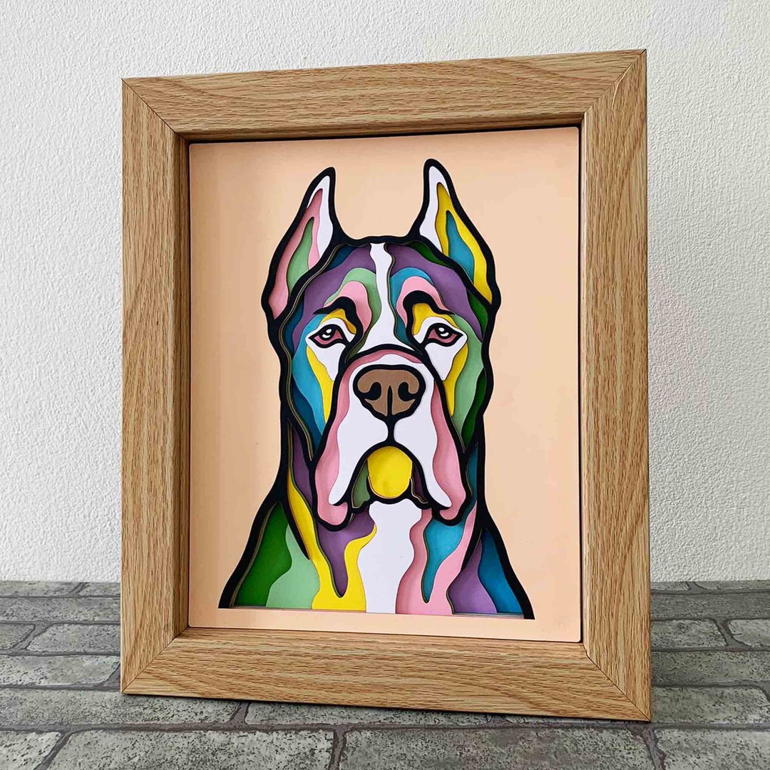 3D Dog Layered SVG/ Colorful Cane Corso 3D SVG/ Dog Pop Art/ Dog Shadow ...