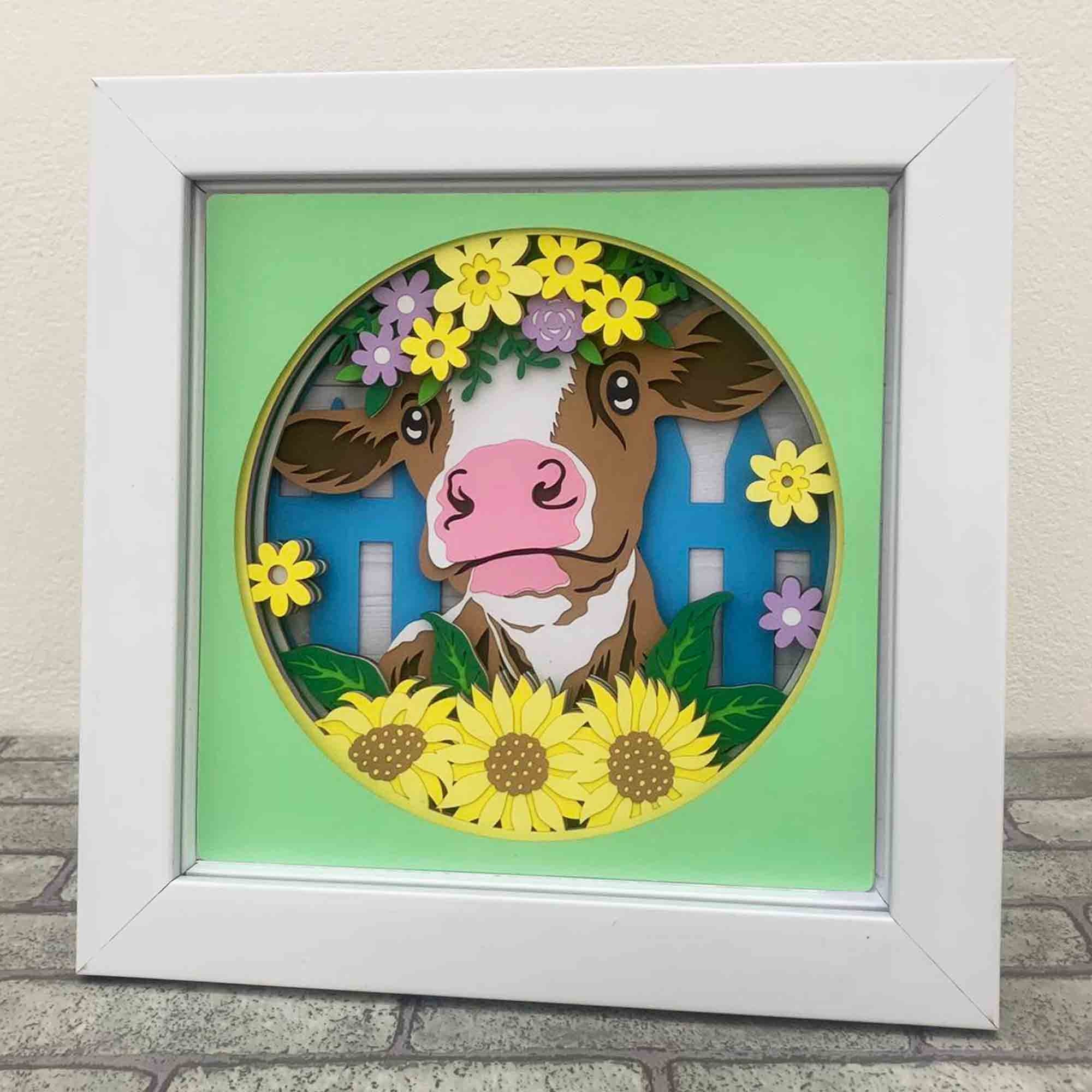 Highland Cow 3D Shadow Box SVG/ Sunflower Cow 3D Layer - Etsy