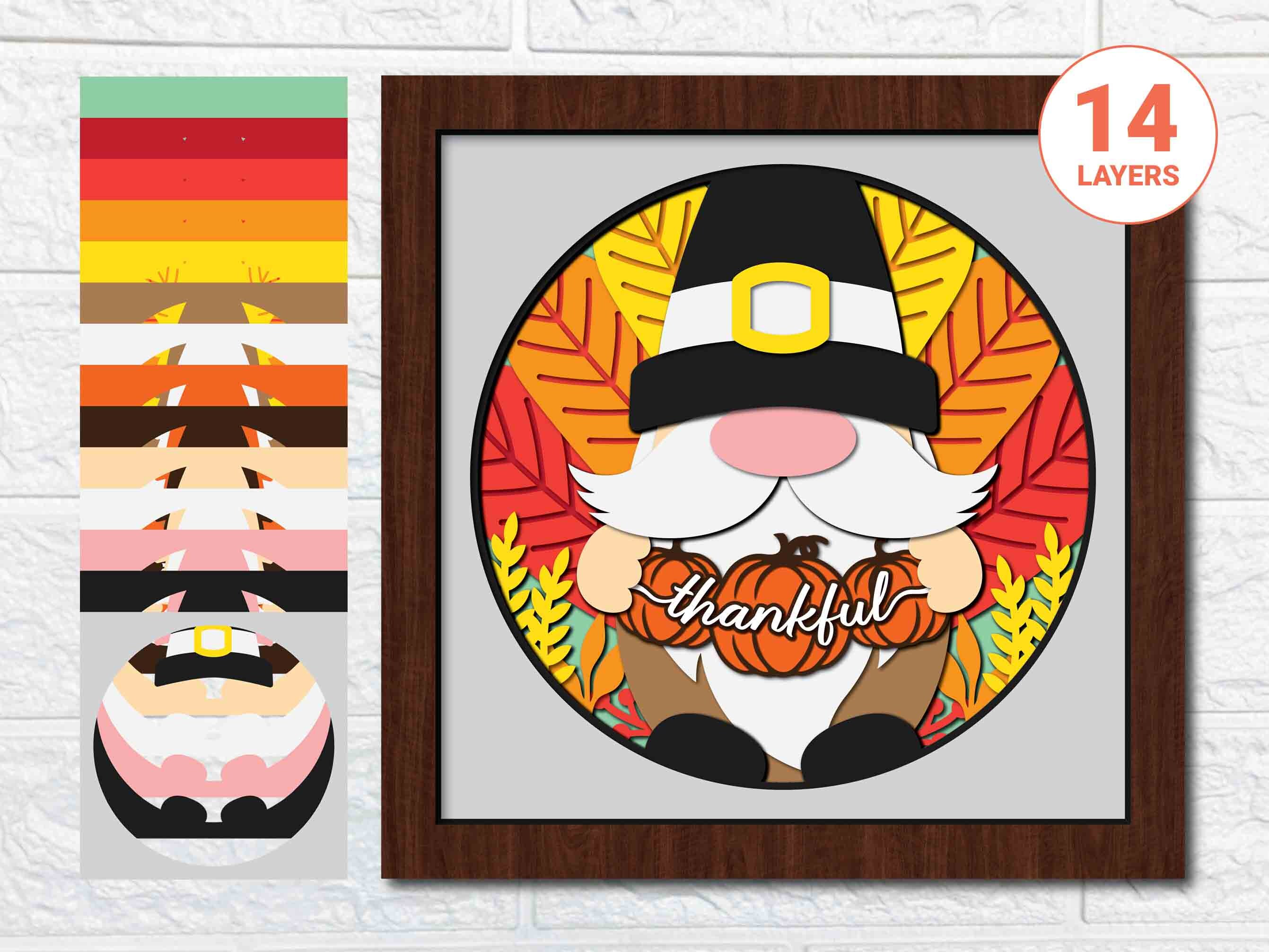 Thanksgiving Gnome 3D Shadow Box SVG/ Thankful Shadow Box/ - Etsy