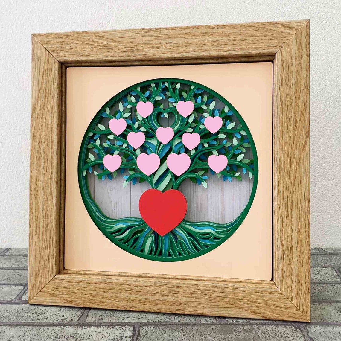Personalized 3D Family Tree Shadow Box/ Family Tree Mandala - Etsy