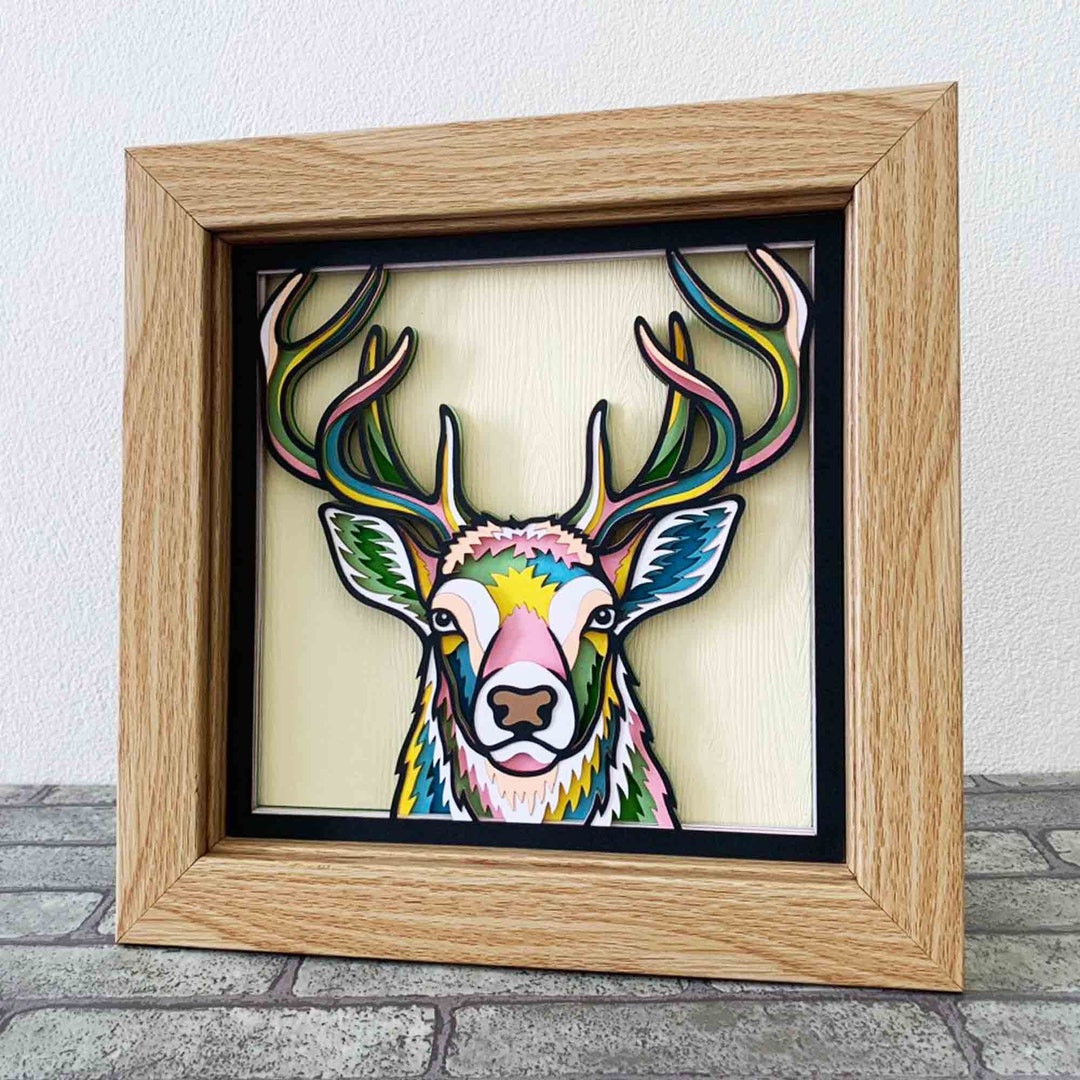 Stag Layered SVG for Cardstock/ Colorful Dear Multilayer SVG/ - Etsy