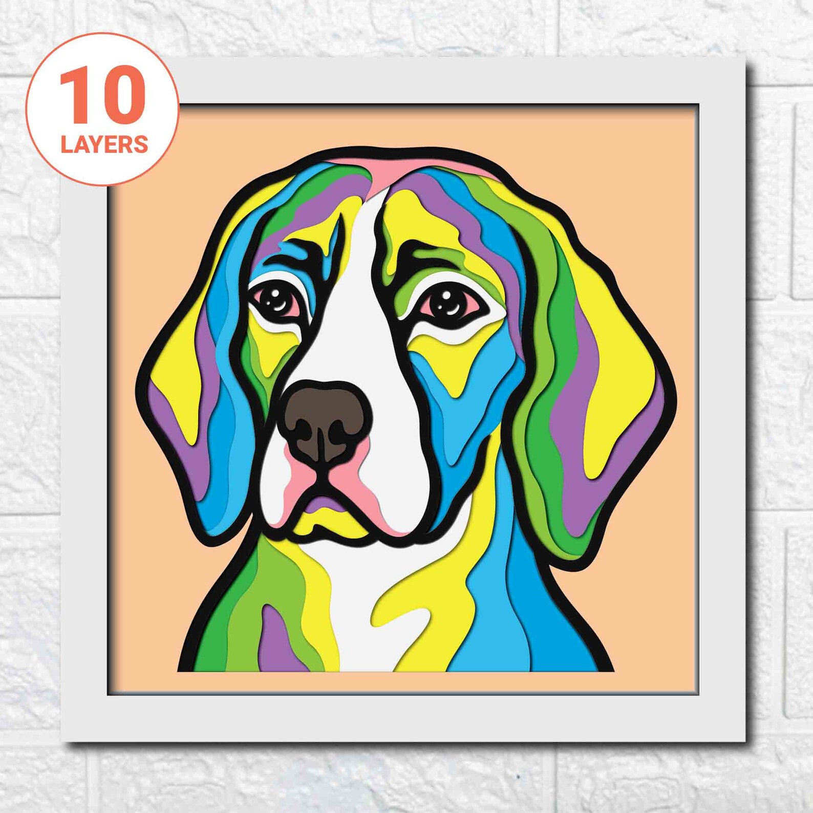 Beagle 3D Layered SVG/ Colorful Dog 3D Mandala/ 3D Dog Shadow - Etsy