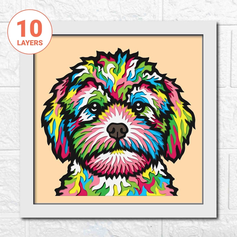Cavapoo 3D Shadow Box SVG/ 3D Layer Cavoodle Papercut/ Colorful Dog ...
