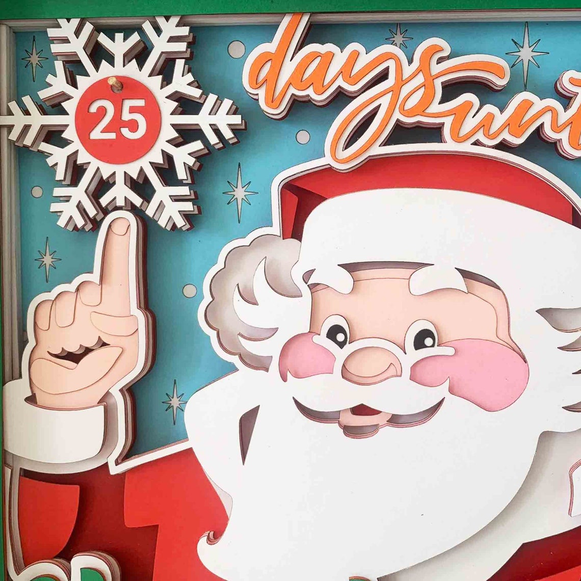 Christmas Countdown Shadow Box SVG/ 3D Santa Countdown to - Etsy