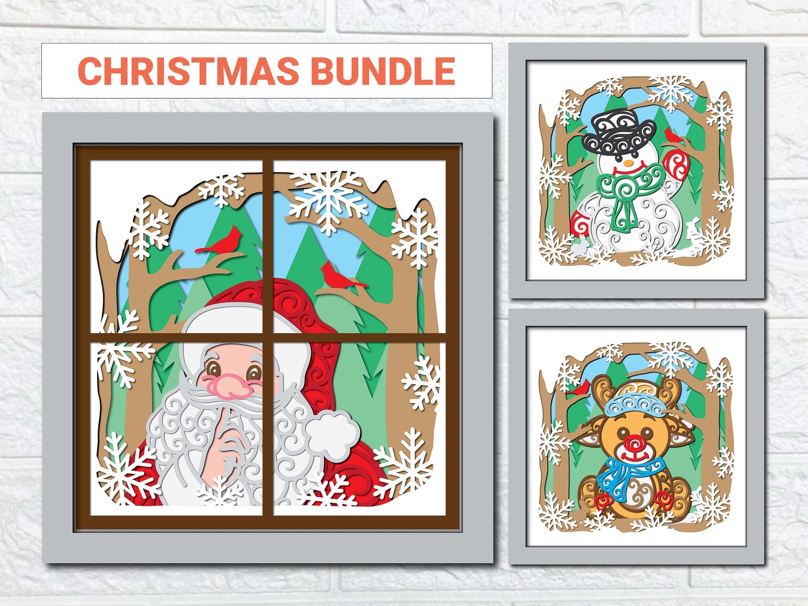 3D Santa at the Window Shadow Box SVG/ Christmas Home - Etsy
