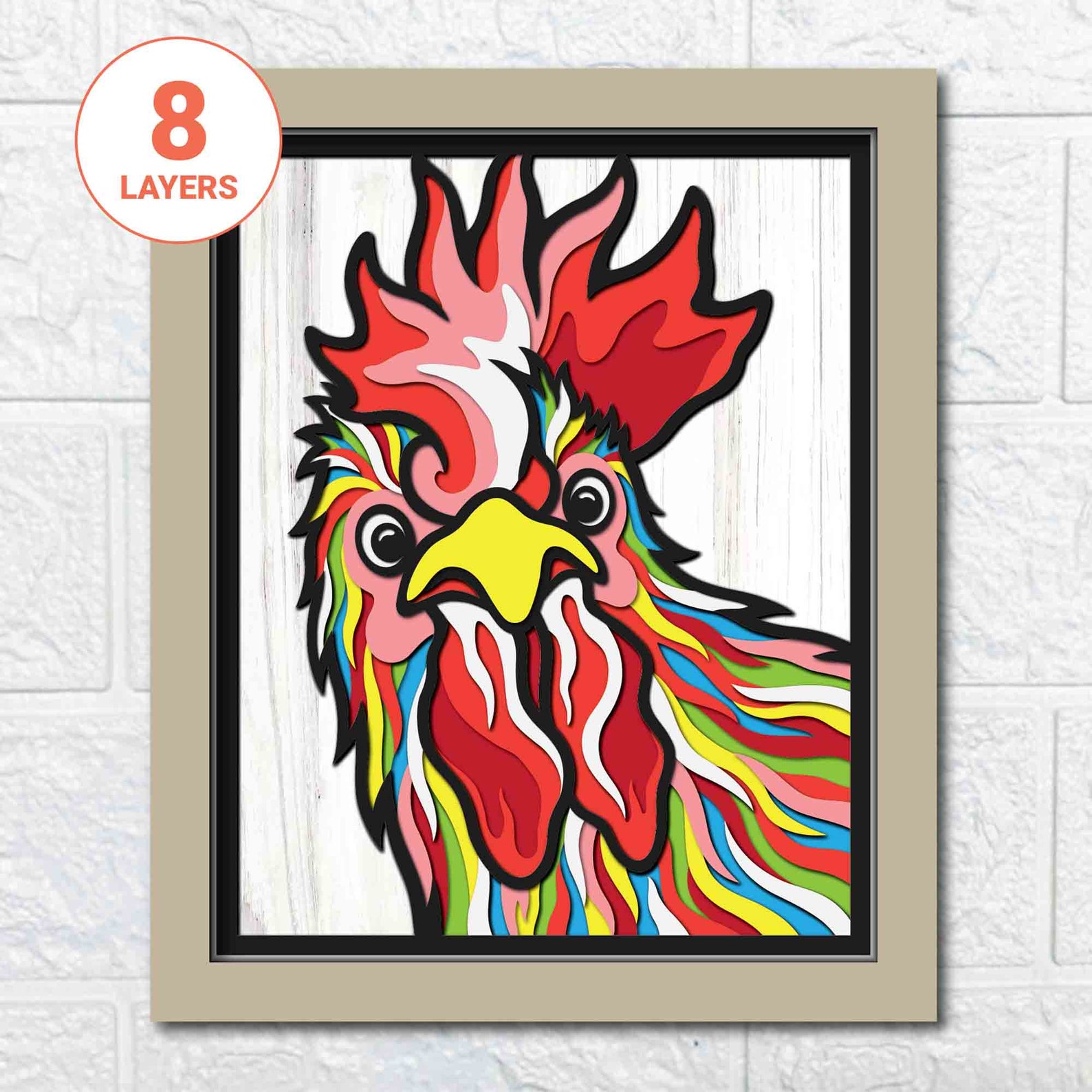 Peeking Rooster 3D Layered SVG for Cardstock/ Colorful Chicken ...