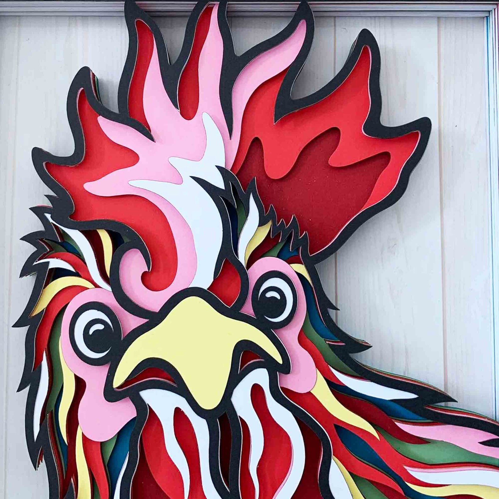 Peeking Rooster 3D Layered SVG for Cardstock/ Colorful Chicken ...