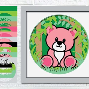 Teddy Bear Shadow Box SVG/ Cub Baby Shower 3D Layer SVG/ Woodland ...