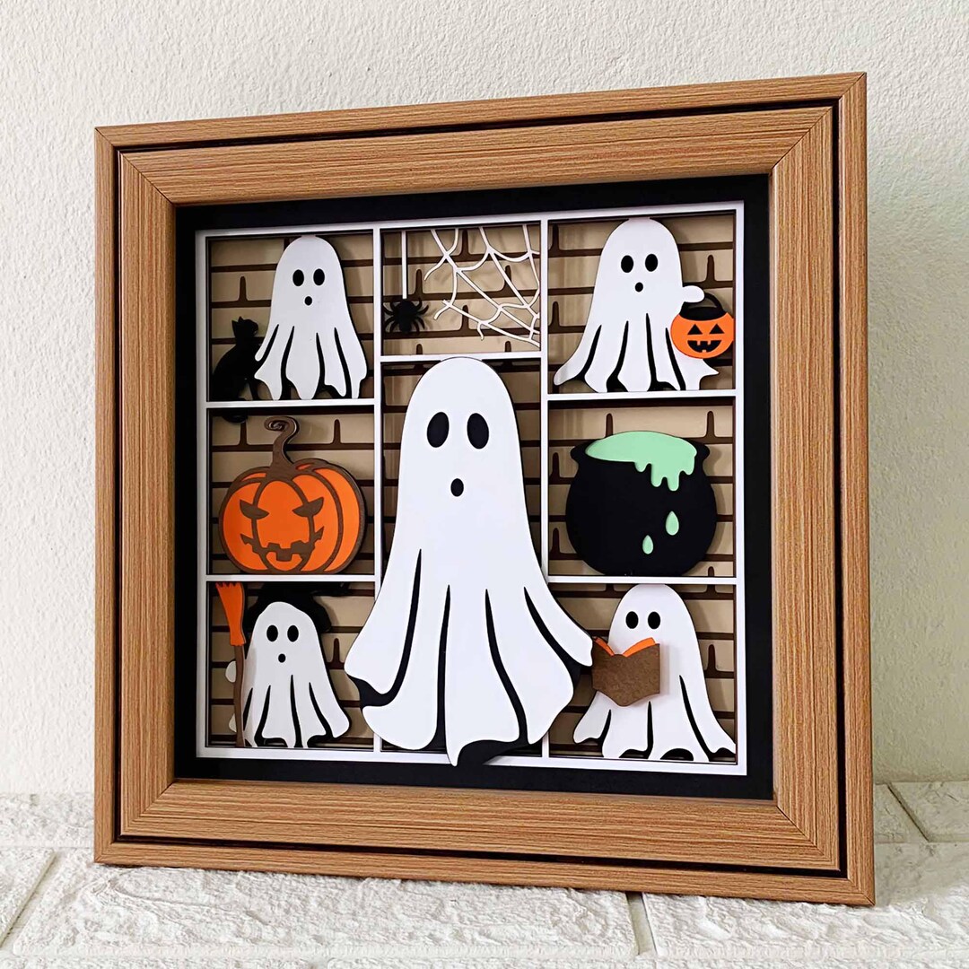 Cute Ghosts Halloween Shadow Box SVG/ Halloween Ghost Layered Cardstock ...