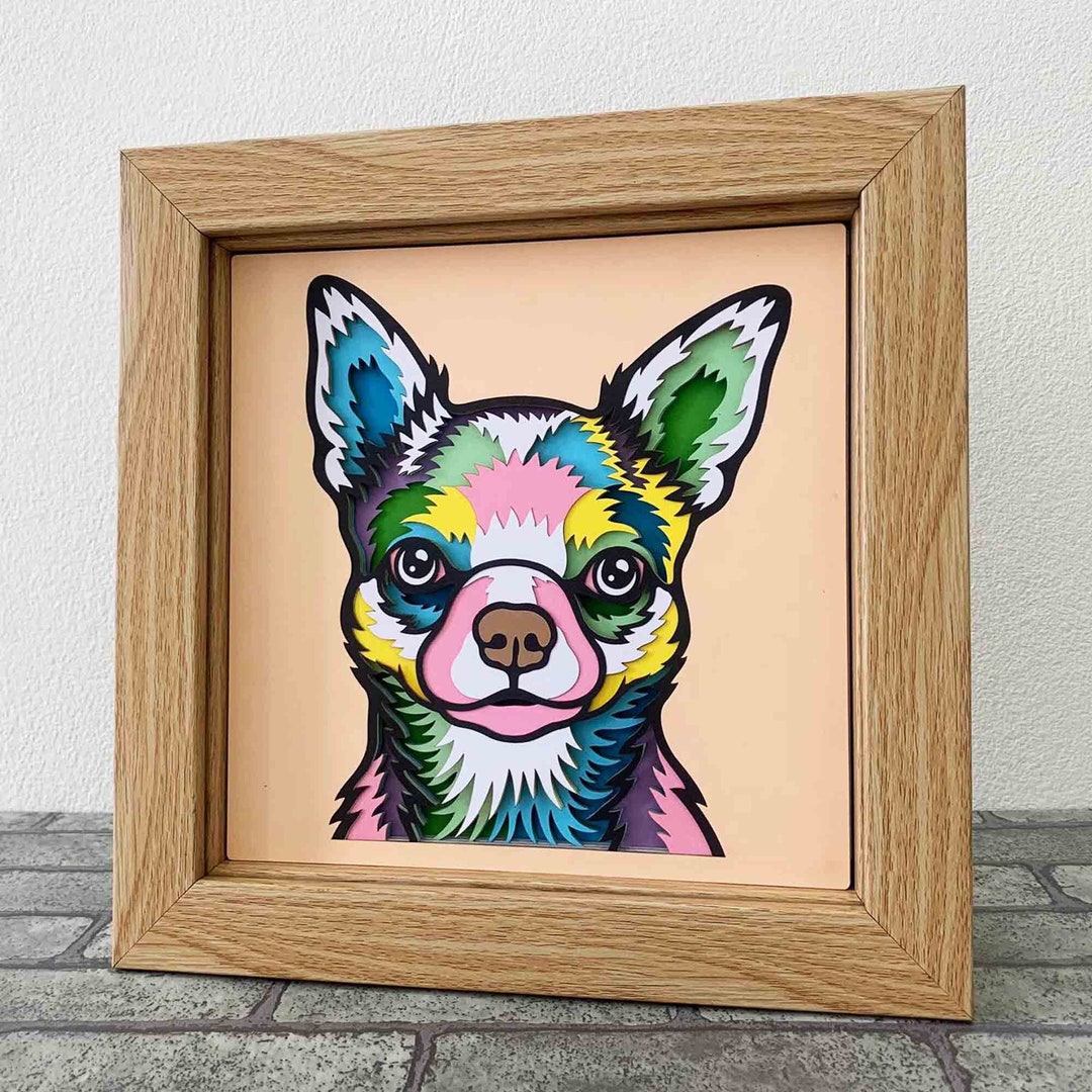 Chihuahua 3D Layered SVG/ Colorful Dog 3D Mandala/ 3D Dog Shadow Box ...