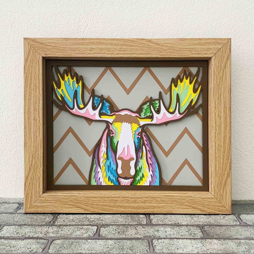 Moose 3D Layered SVG for Cardstock/ Colorful Moose Multilayer SVG/ Wild ...