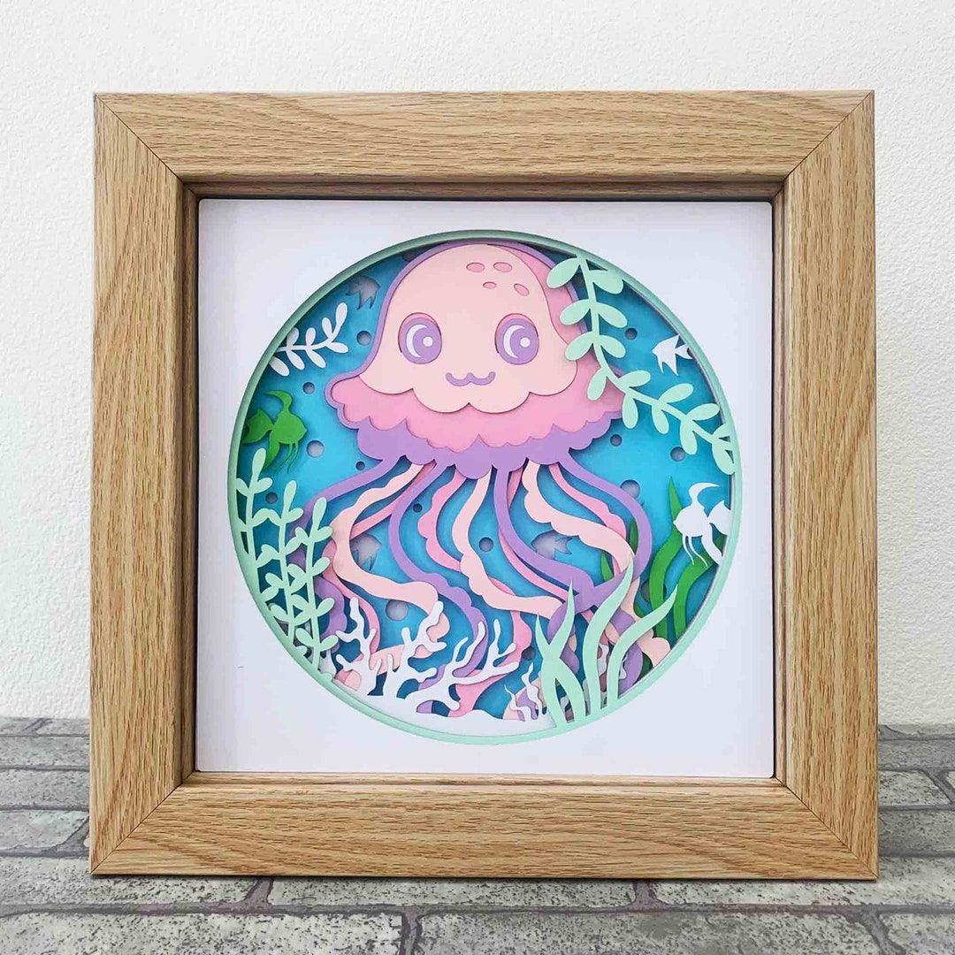 Jellyfish Shadow Box SVG/ Sea Animal SVG/ Nursery Room Decor/ Birthday ...
