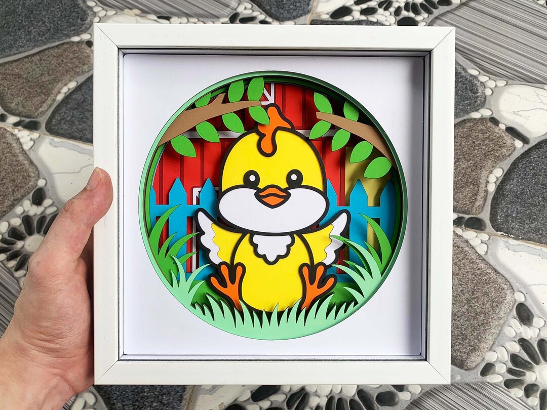 Chicken Shadow Box SVG/ Farm Animal Cricut/ Nursery Room Decor/ Baby ...