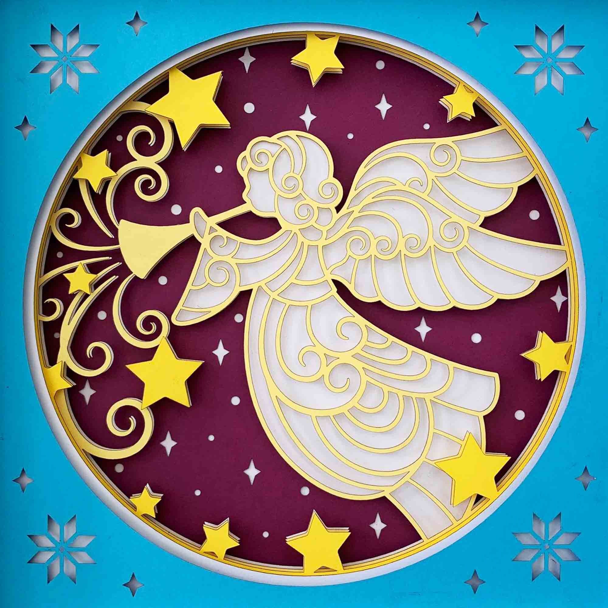 3D Christmas Angel Shadow Box SVG/ Angel Trumpet 3D Layered - Etsy