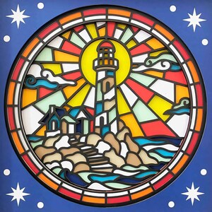 Lighthouse 3D Layered SVG/ 3D Lighthouse Shadow Box/ Stained Glass ...
