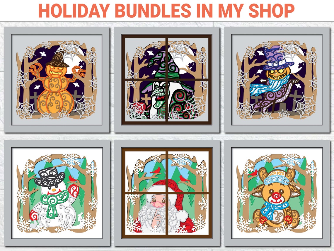 3D Santa at the Window Shadow Box SVG/ Christmas Home - Etsy