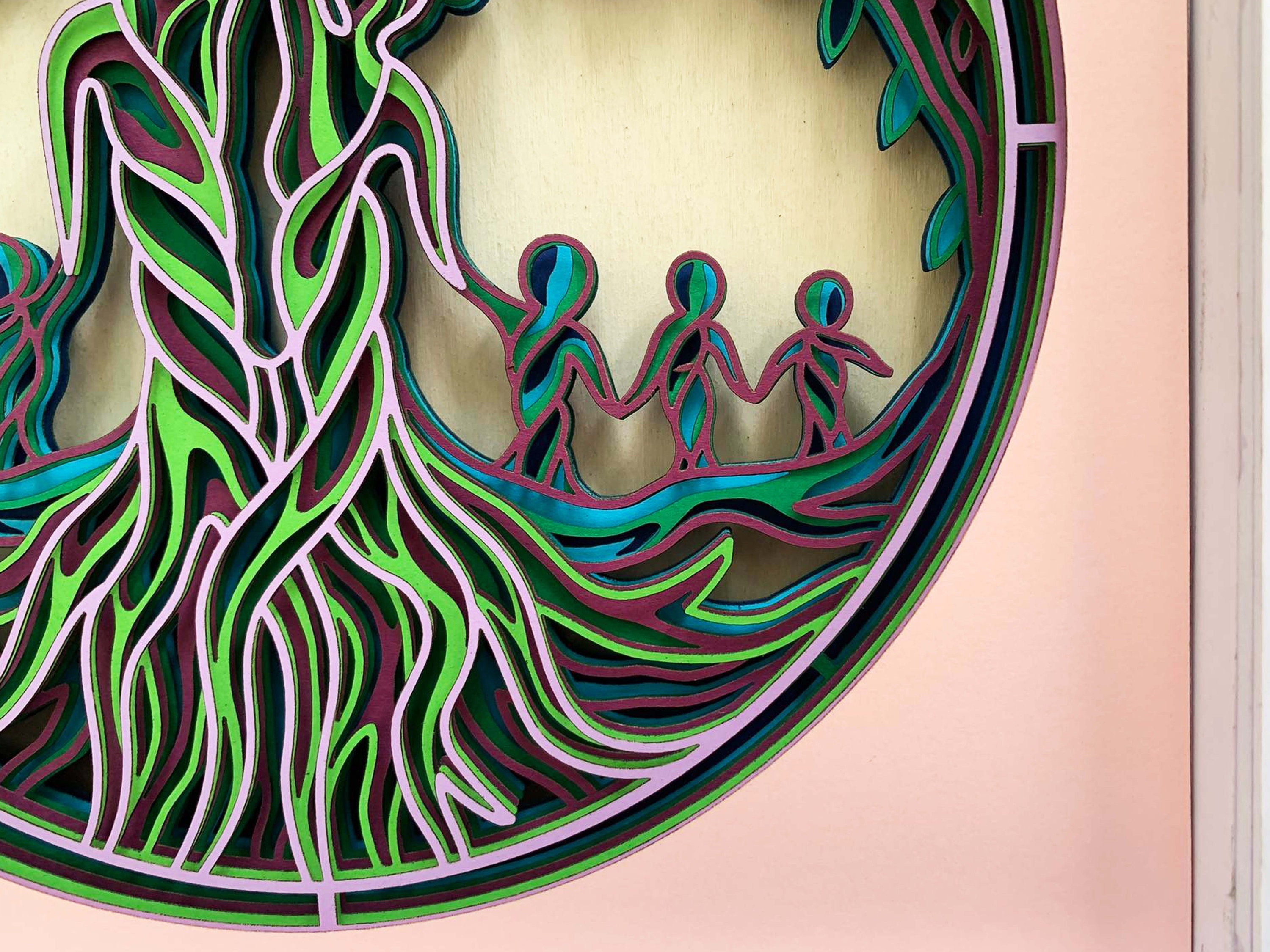 Family Tree of Life 3D Mandala SVG two Children/ Family Home | Etsy ...