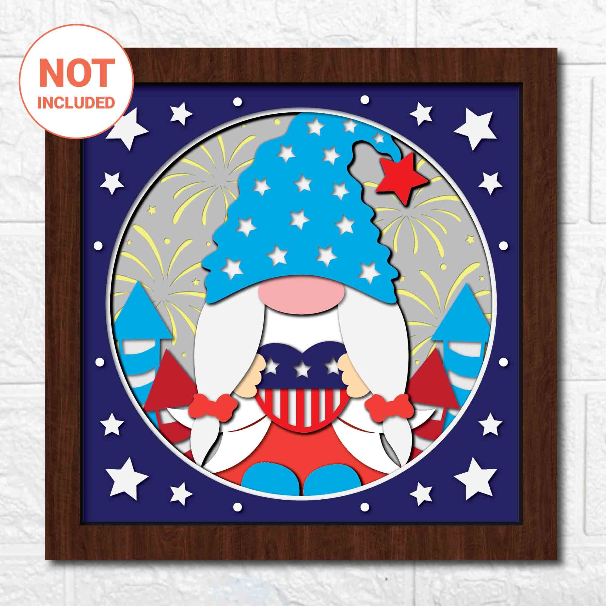 4th of July Gnome Shadow Box SVG/ Patriotic Shadow Box/ Independence ...