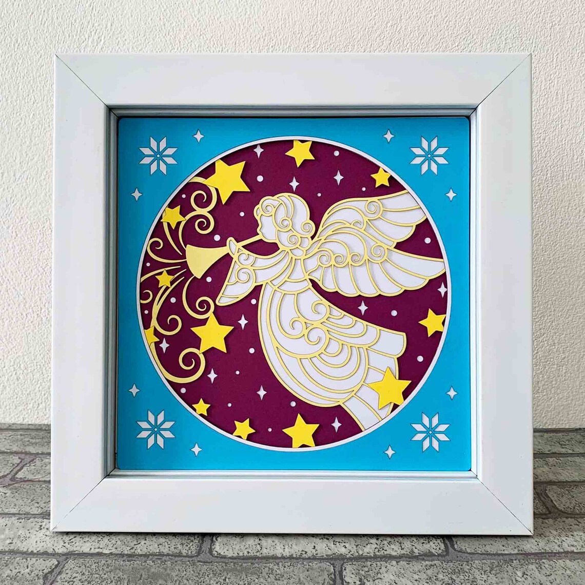 3D Christmas Angel Shadow Box SVG/ Angel Trumpet 3D Layered - Etsy